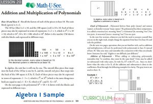 A Review of Math-U-See Algebra I - The Curriculum Choice