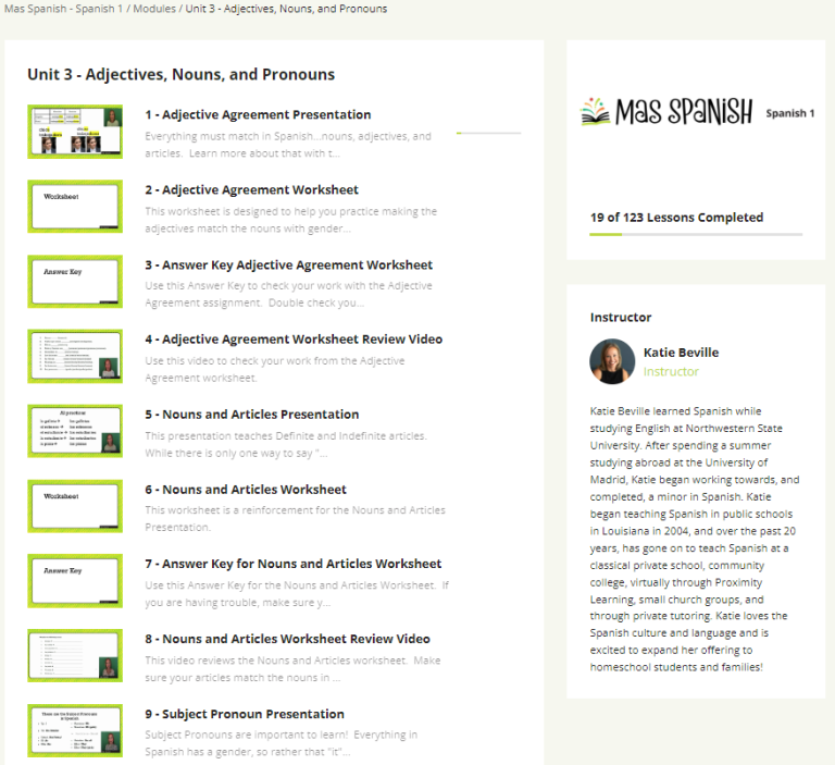 Mas Spanish - A Video Based Spanish Homeschool Curriculum - The ...